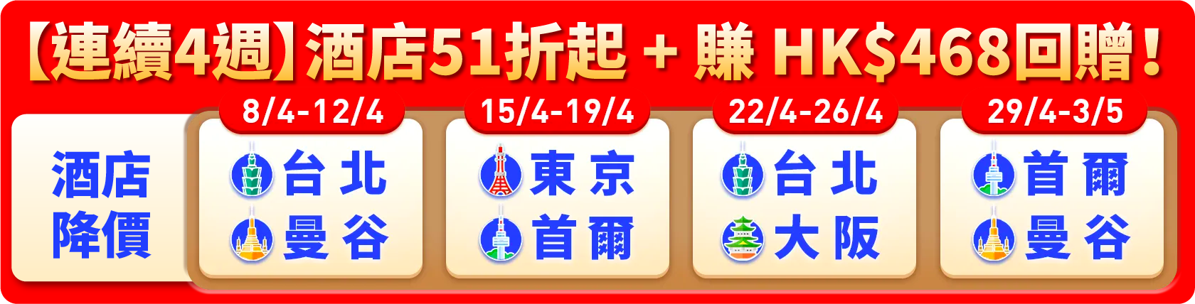 Trip.com: 4週降價‼️狂賺 HK$468 回贈😱 - GroupBuya 旅遊Jetso