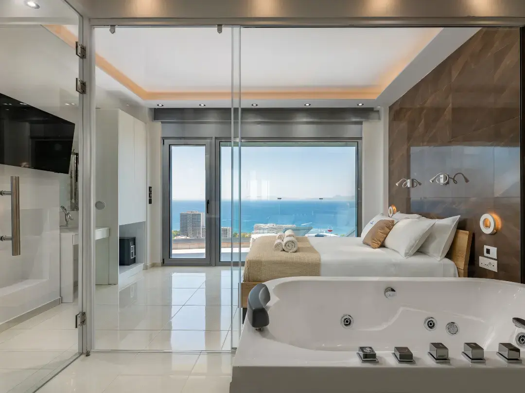 Rhodes Skyline Suite With In Door Jacuzzi Sea View - Rhodes