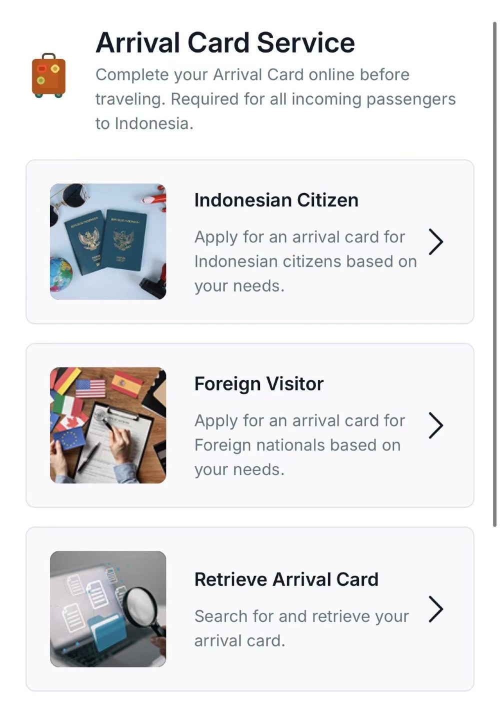 Indonesia Electronic Arrival Card Filling Service | All Indonesia ...
