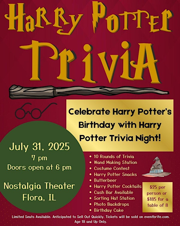 Harry Potter Trivia Night! | Nostalgia Theater: Tickets, Dates ...