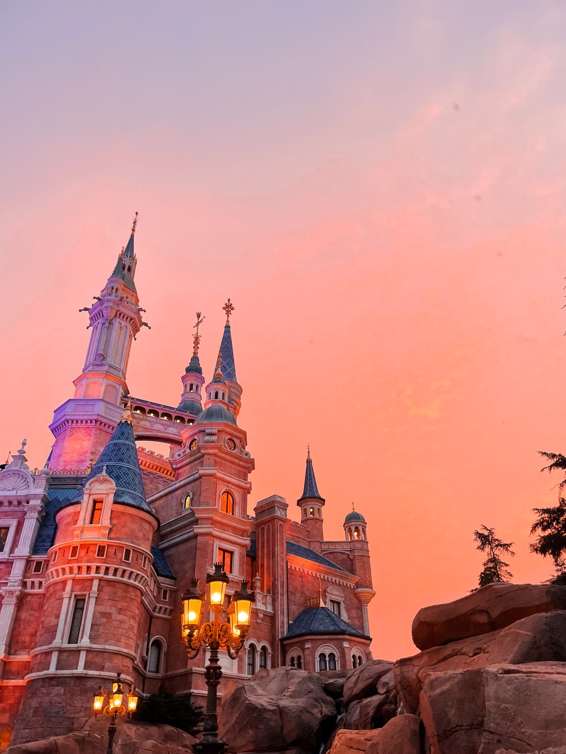 Disney Castle At Sunset