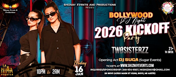 BOLLYWOOD DJ NIGHT with TWOSISTERZZ (2026 Kickoff Party) | 29 Novi ...