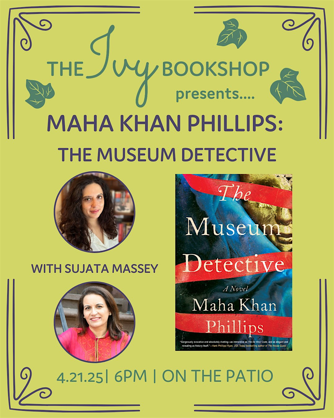 Maha Khan Phillips: THE MUSEUM DETECTIVE (with Sujata Massey) | The Ivy ...