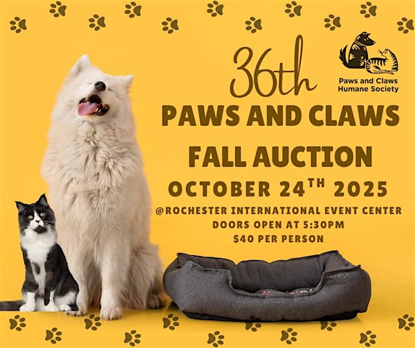 Paw and Claws 2025 Fall Auction | Rochester International Event Center ...