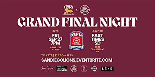 San Diego Lions AFL Grand Final Night 2024 | Fast Times: Tickets, Dates ...