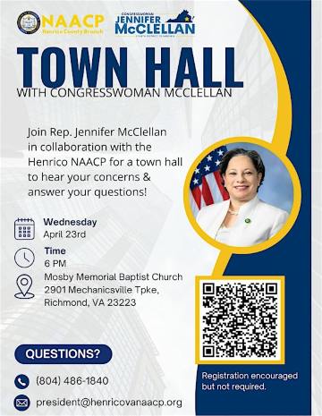 Rep. McClellan Town Hall with Henrico NAACP | Mosby Memorial Baptist ...