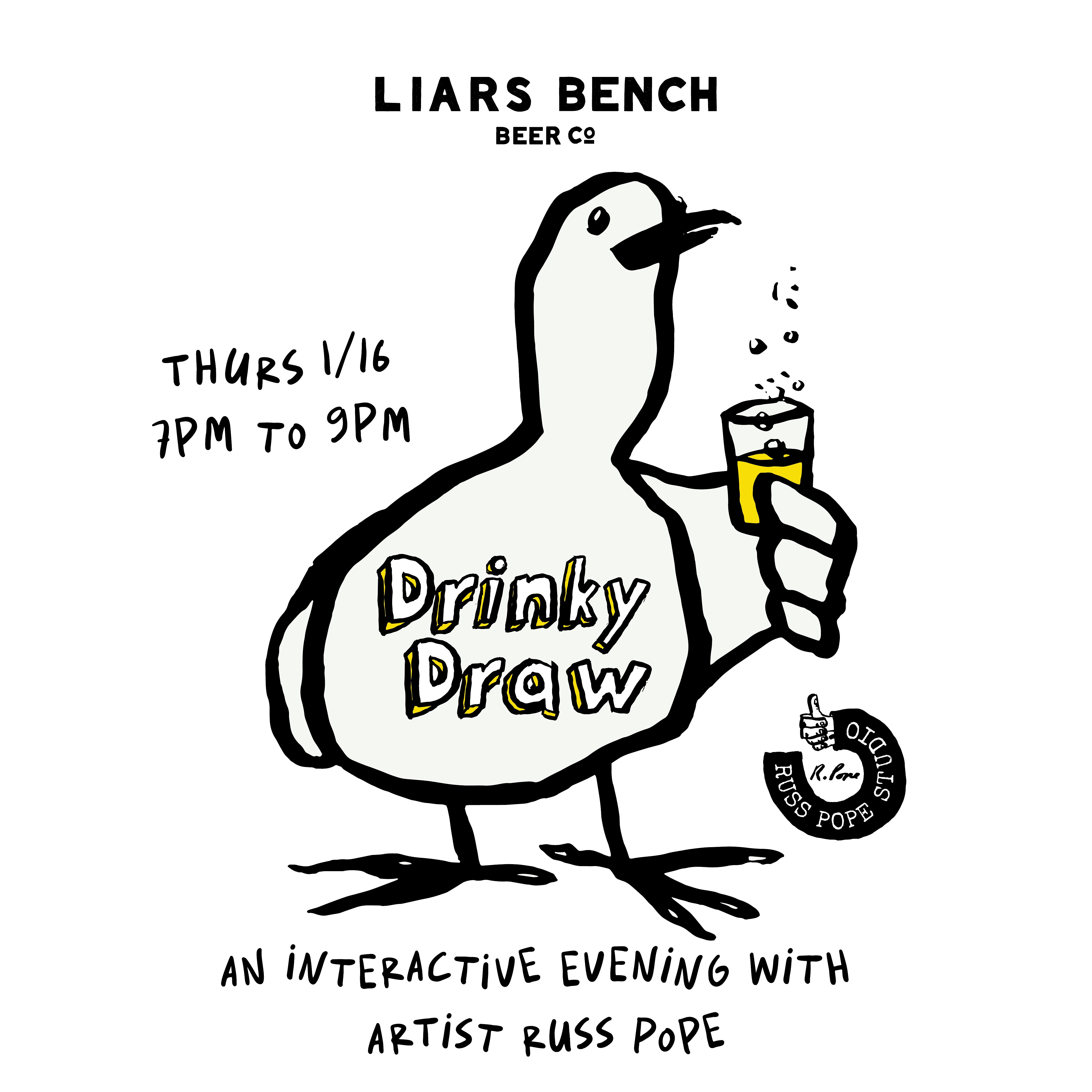 วันที่และแผนการเดินทางไป Drinky Draw w. Artist Russ Pope | Liars Bench Beer Co | Trip.com