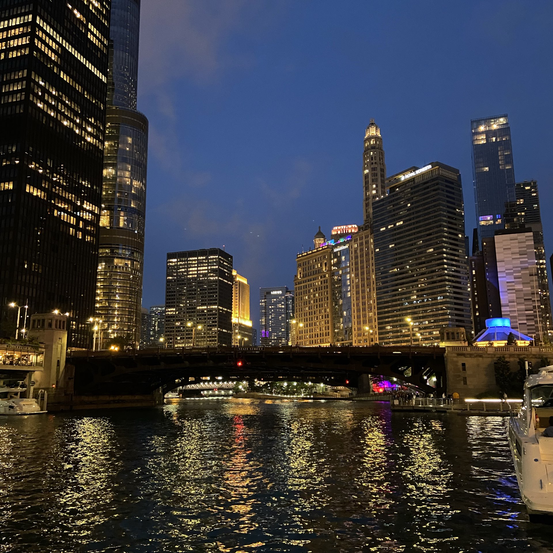 Chicago River At Night