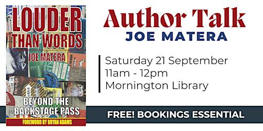 Joe Matera Author Talk and Music - Mornington Library | Mornington ...