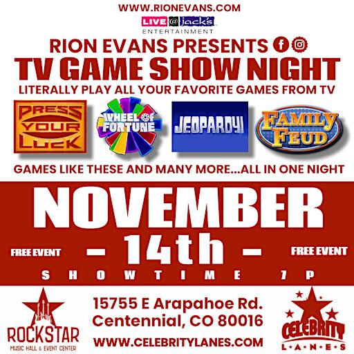 Rion Evans Presents TV Game Show Night at Rockstar **FREE** | RockStar ...