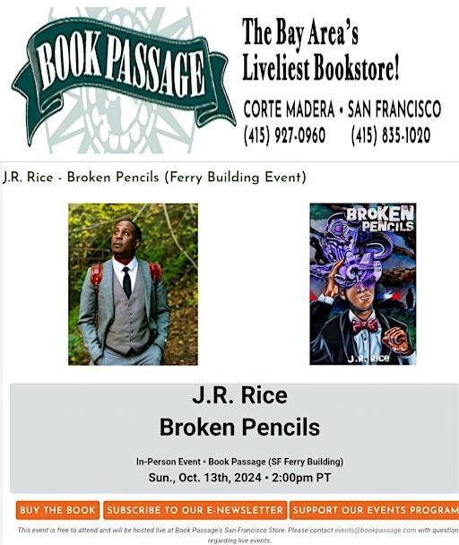 Book Passage Presents J.R. Rice Book Signing | Book Passage: Tickets ...