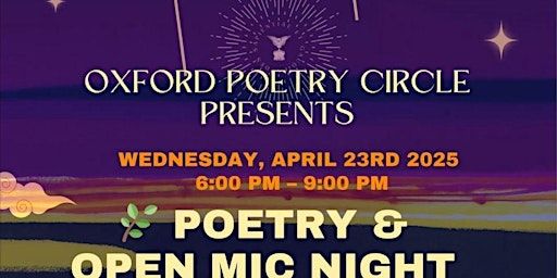 Oxford Poetry Circle Presents: Poetry and Open Mic Night | Common ...