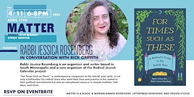 Rabbi Jessica Rosenberg and Rick Griffith Talk | The Shop at MATTER ...