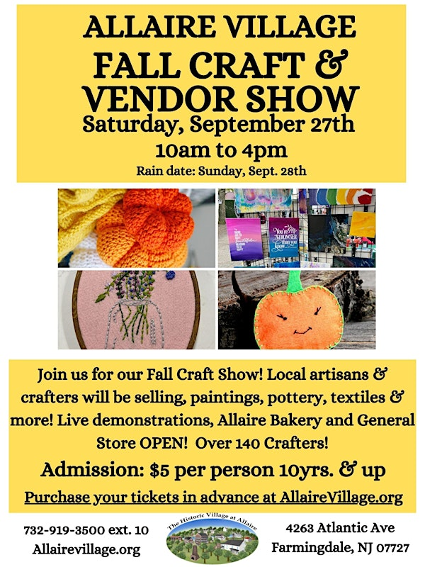 Fall Craft & Vendor Show | The Historic Village at Allaire: Tickets ...