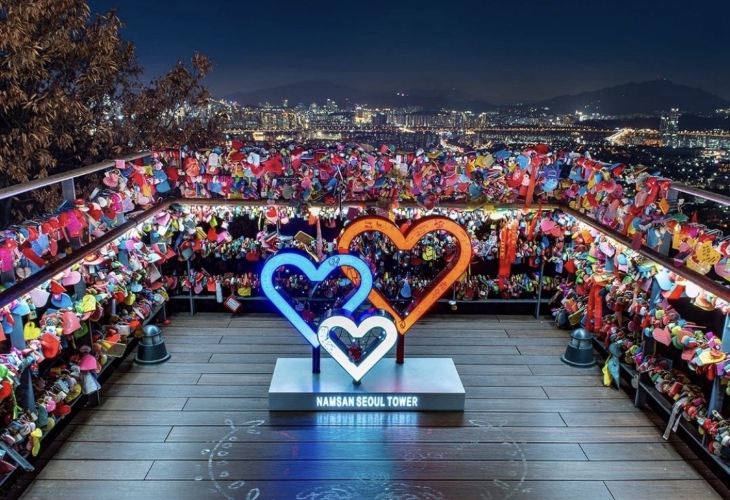 Namsan Tower Locks At Night