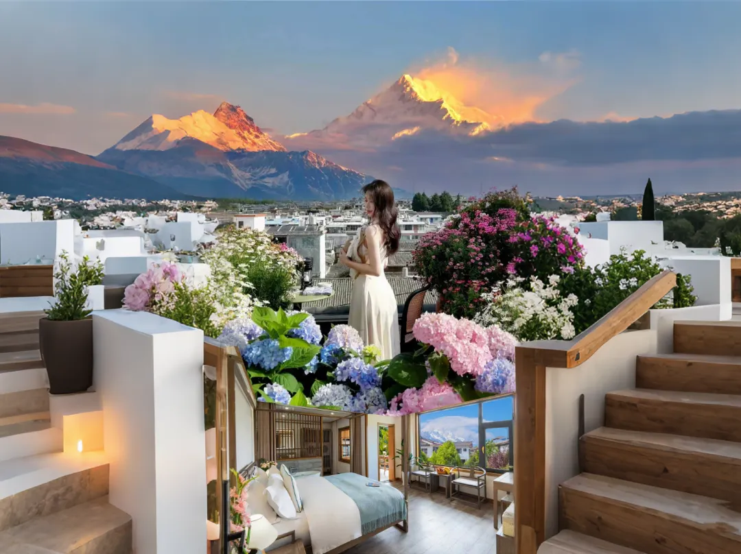 Meiqi Leju Jade Dragon Snow Mountain Scenic Resort Courtyard - Lijiang