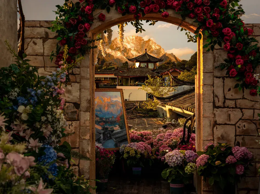Yunman Mu Mountain Snowpanoramic Aesthetic Vacation Courtyard Viewing The Ancient City Snow Mountain - Lijiang