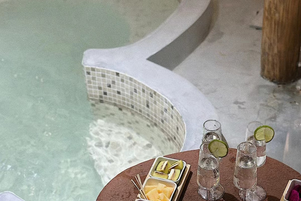 The private hot spring in Anji's wilderness is perfect for a two-person ...