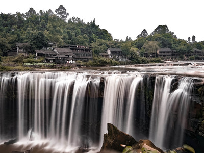Waterfall Cascading Sichuan China