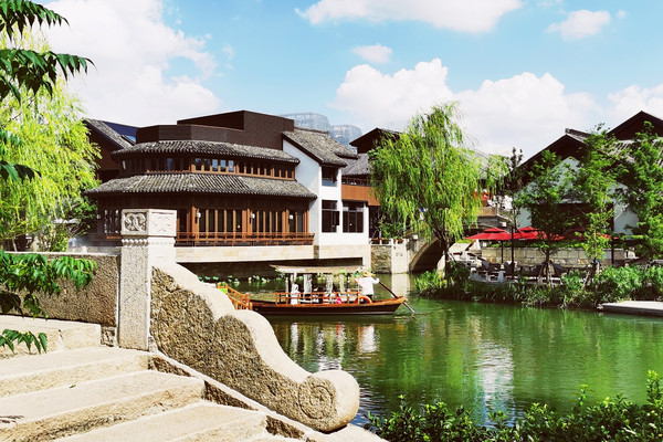 The ancient town-style mall with century-old buildings~ Panlong Tiandi ...