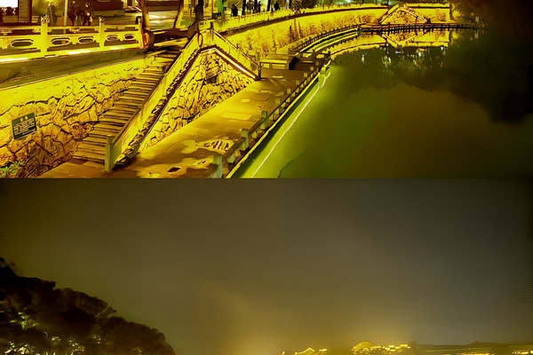 The night view of Fenghua Xikou Ancient Town, a passage of light and ...