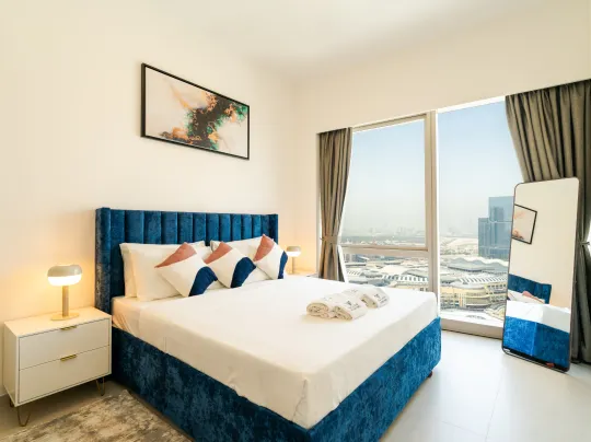 Full Burj Khalifa & Fountain View | Living & Bed - Dubaï